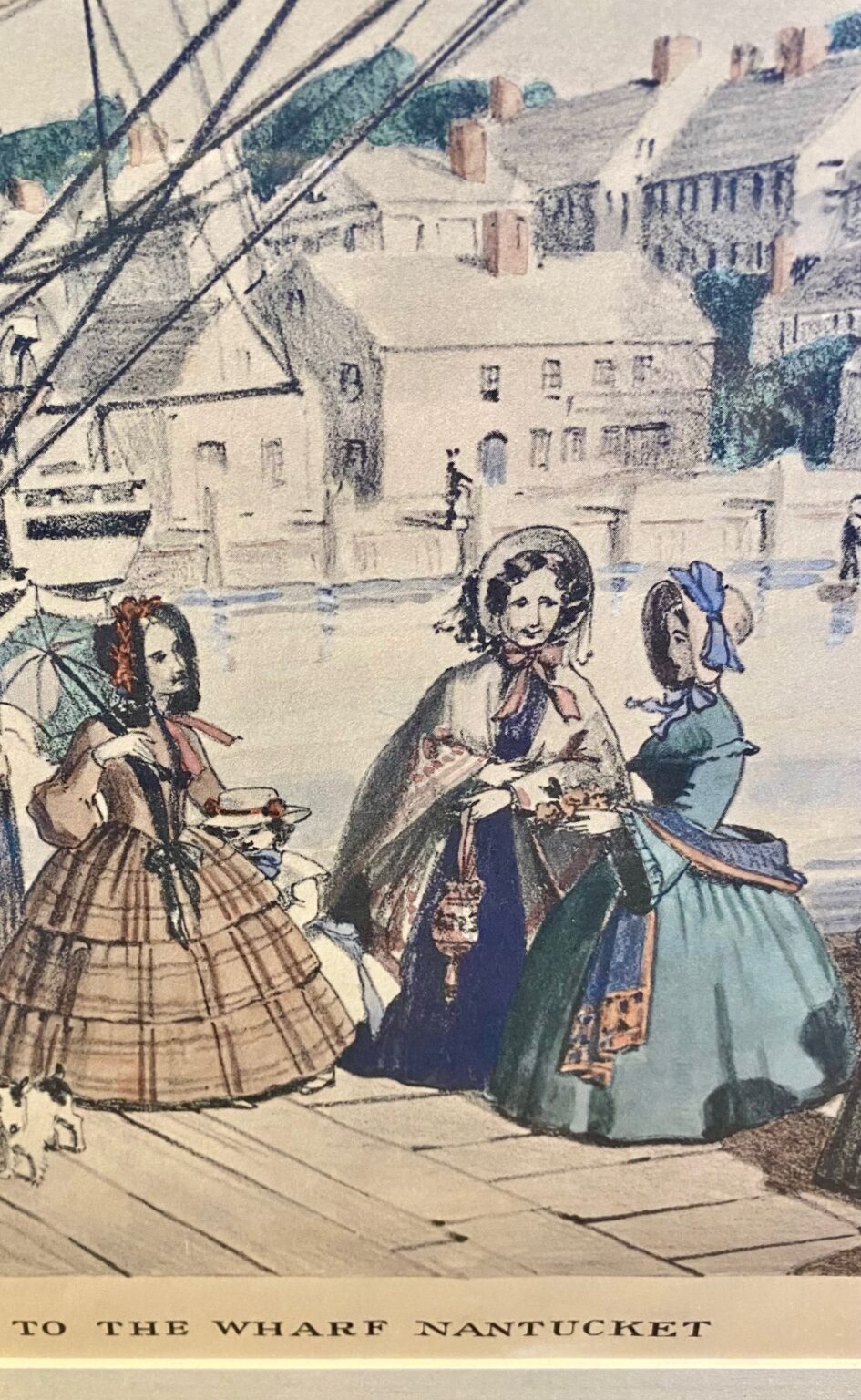 Antique Colored Lithograph of “A Visit To The Wharf, Nantucket” by ...